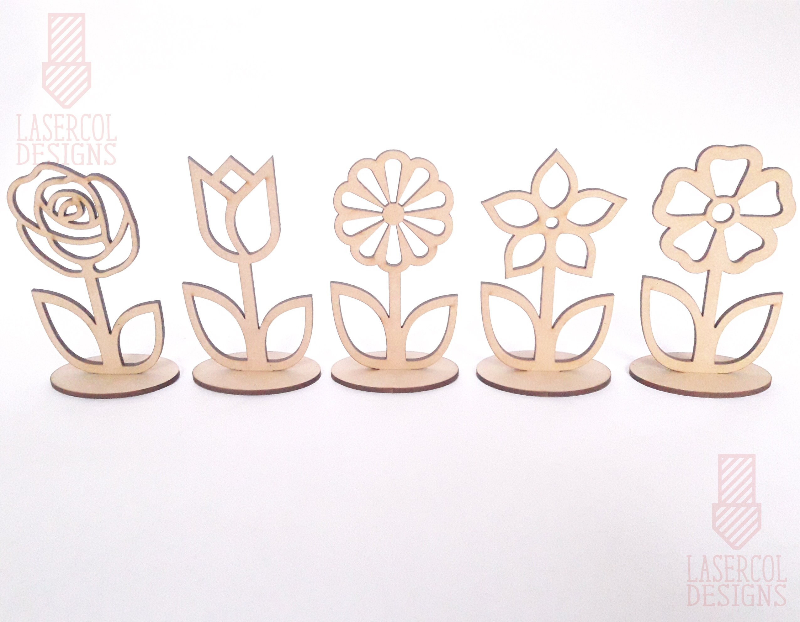 Flowers Set 1 two Sizes Five Styles Laser Cut Files - Etsy Australia