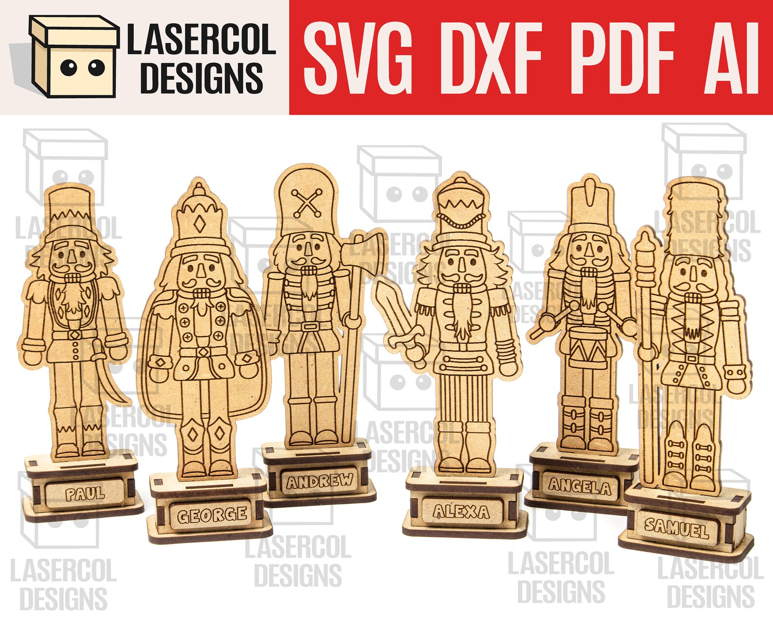 Nutcracker Set 2 Sizes 6 Styles Christmas Gift Laser - Etsy