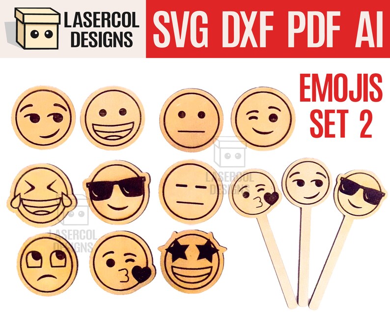Emojis Set 2 Laser Cut Files Svgdxfpdfai Glowforge - Etsy Ireland