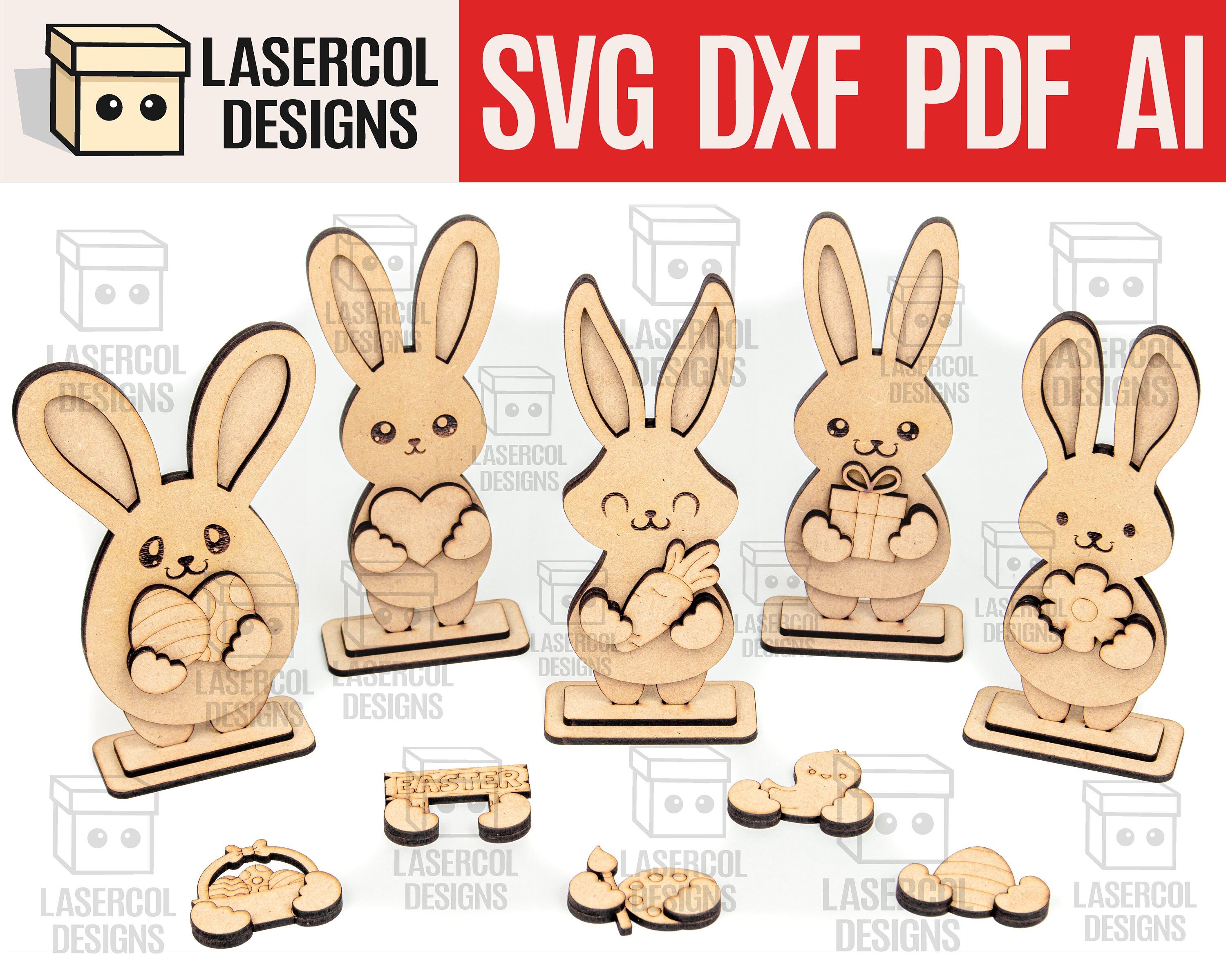 Easter Bunny Set 2 Sizes 5 Styles Laser Cut Files - Etsy