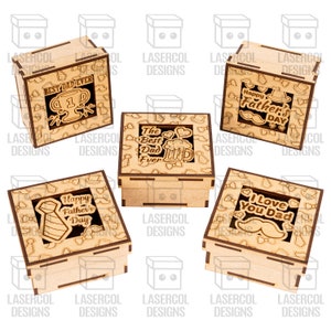 Father's Day Gift Boxes Bundle (10 Styles, Set 1-2) - Laser Cut Files ...