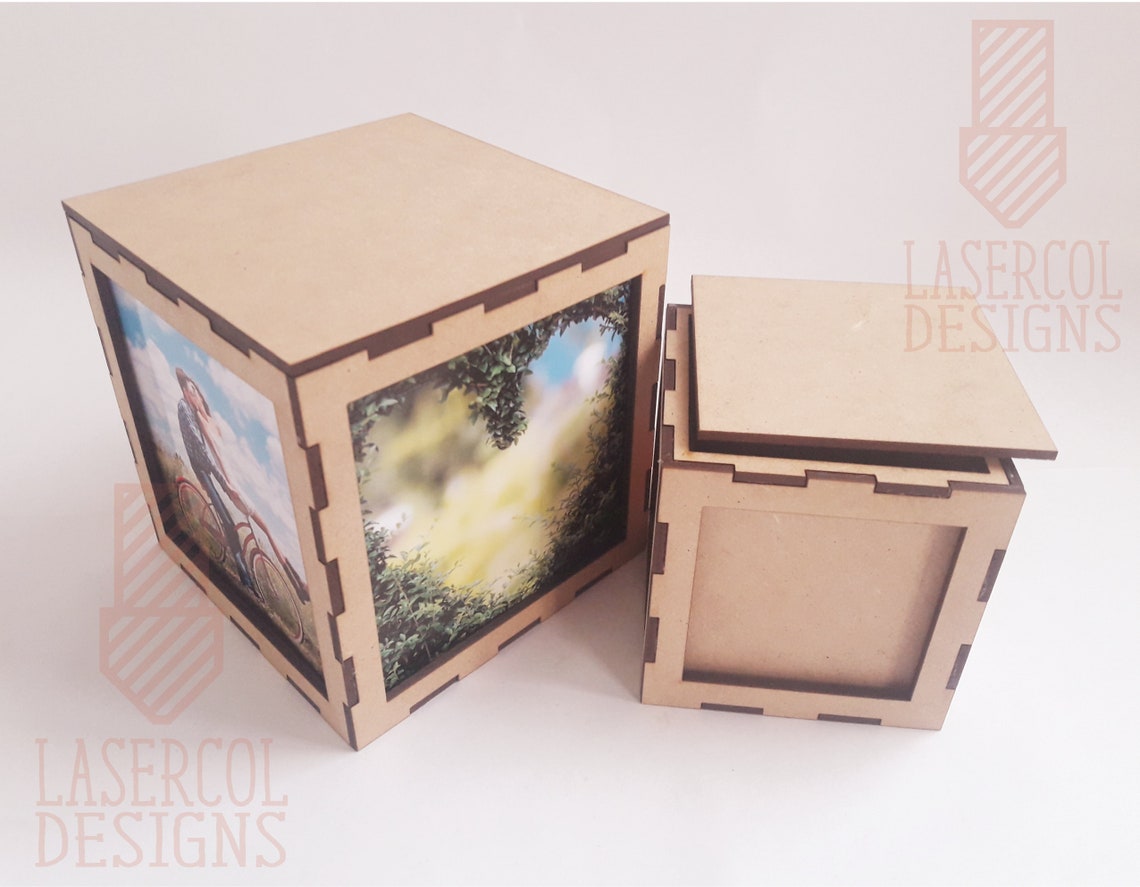Photo Cube Keepsake Box two sizes Laser Cut Files | Etsy