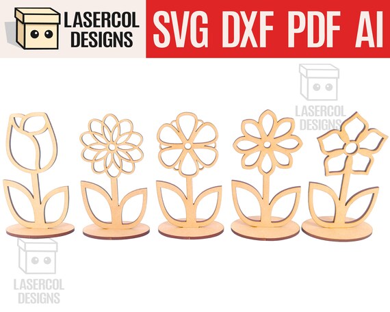 Flowers Set 4 two Sizes Five Styles Laser Cut Files | Etsy