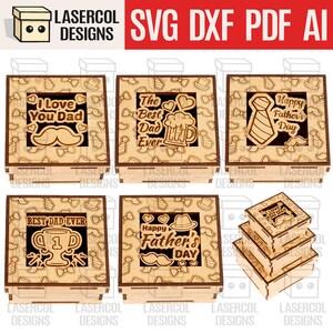 Father's Day Gift Boxes Bundle (10 Styles, Set 1-2) - Laser Cut Files ...