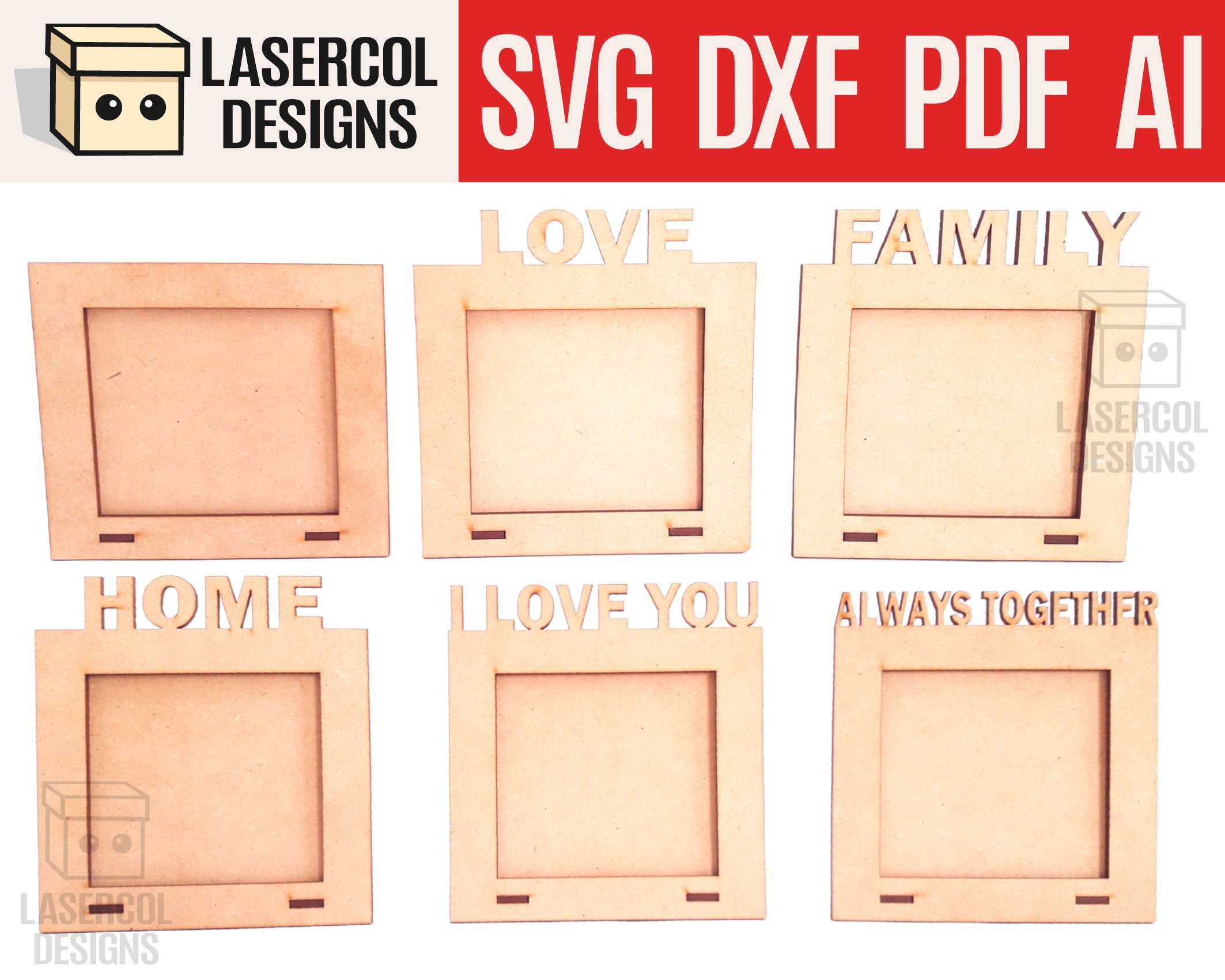 Square Photo Frames Laser Cut Files SVGDXFPDFAi | Etsy