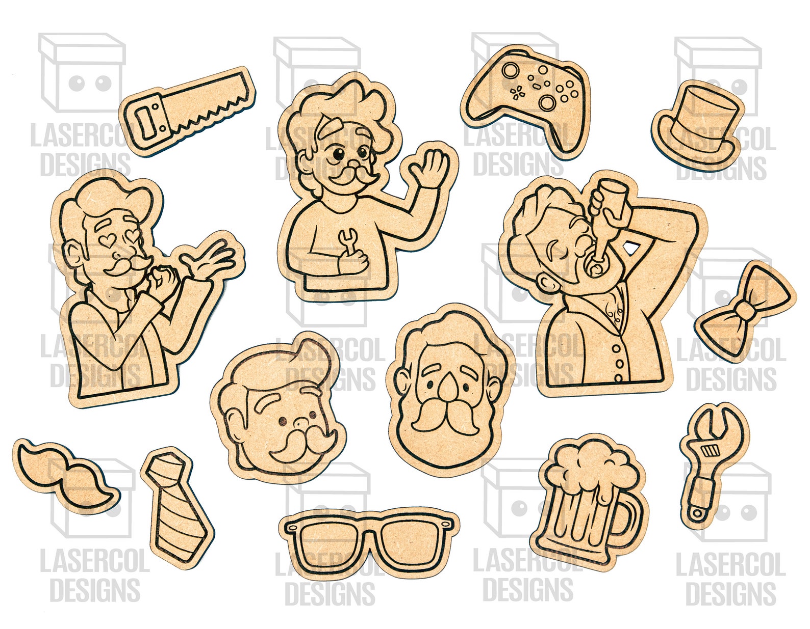 Father's Day Cutouts/paint Kit Set 1 Laser Cut Files | Etsy