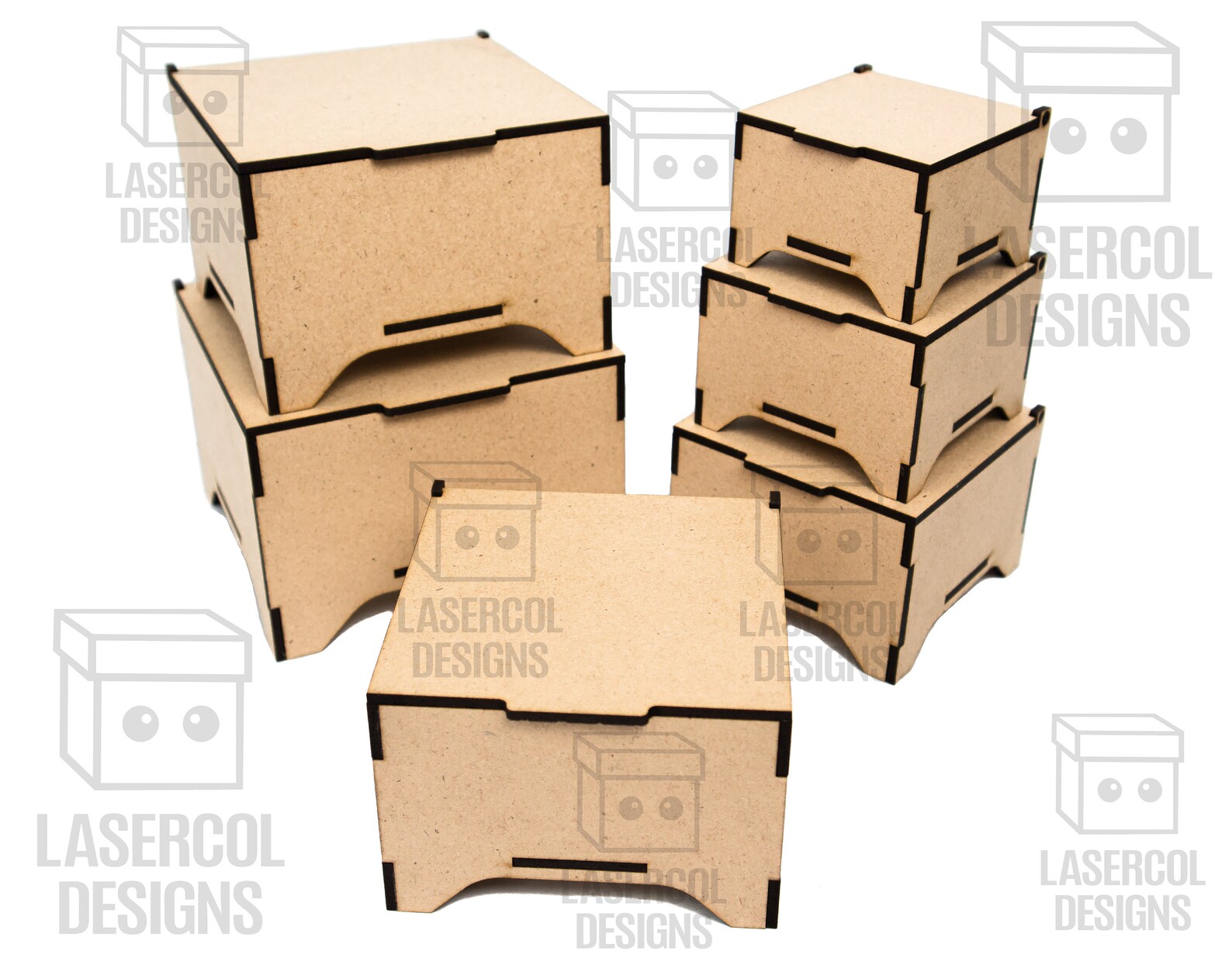 Boxes 6 Sizes Set 6 Laser Cut Files Svgdxfpdfai - Etsy