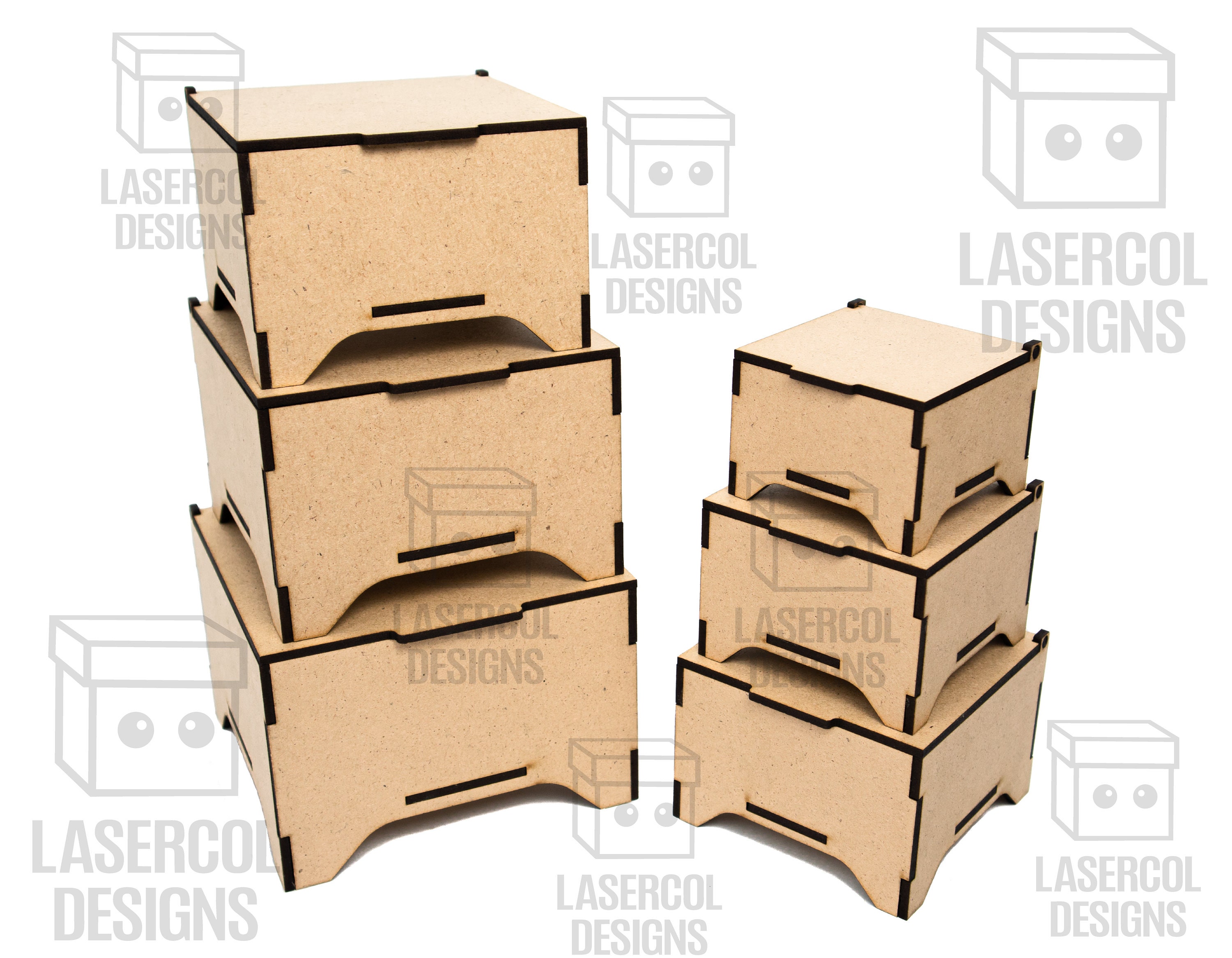 Boxes 6 Sizes Set 6 Laser Cut Files Svgdxfpdfai - Etsy