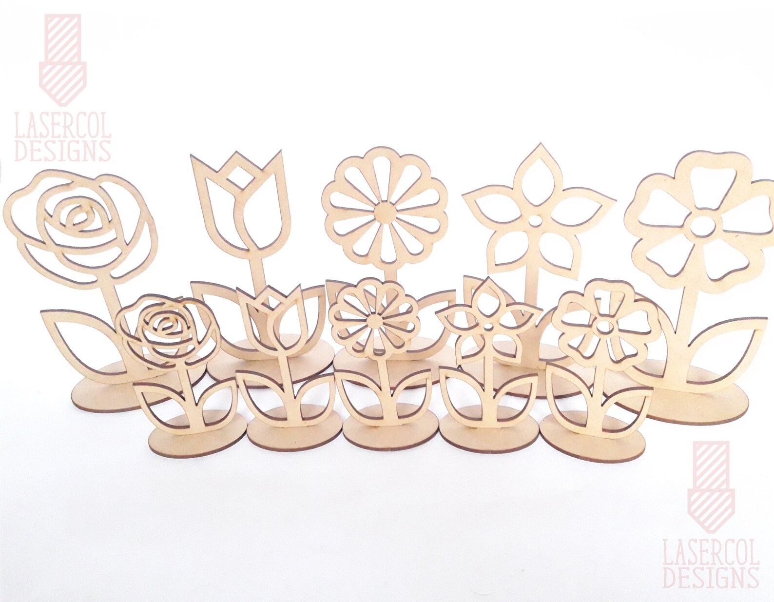 Flowers Set 1 two Sizes Five Styles Laser Cut Files | Etsy