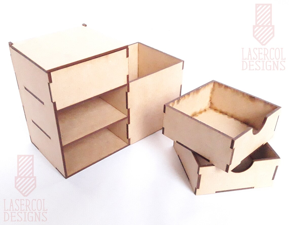 Desk Organizer with drawers Laser Cut Files SVGDXFPDFAi | Etsy