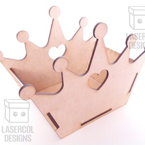 Crown Shaped Box (4 Sizes, 3 Styles) - Laser Cut Files - Svg+dxf+pdf+ai ...