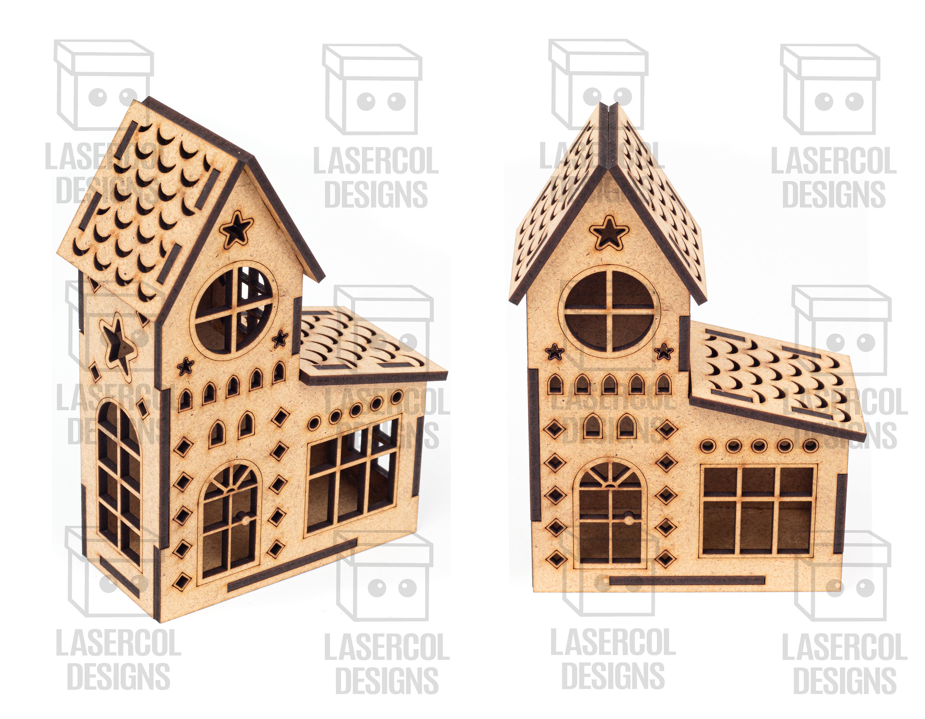 Christmas Houses Set 2 5 Styles Laser Cut Files - Etsy