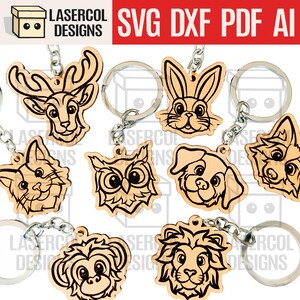 Cute Animal Keychains - Laser Cut Files - SVG+DXF+PDF - Glowforge Files ...