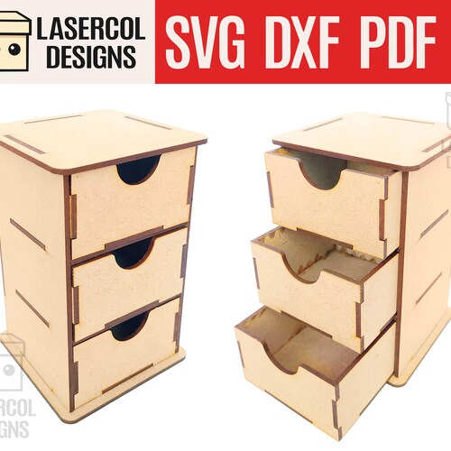 2 Drawers Desk Organizer Laser Cut Files Svgdxfpdfai - Etsy