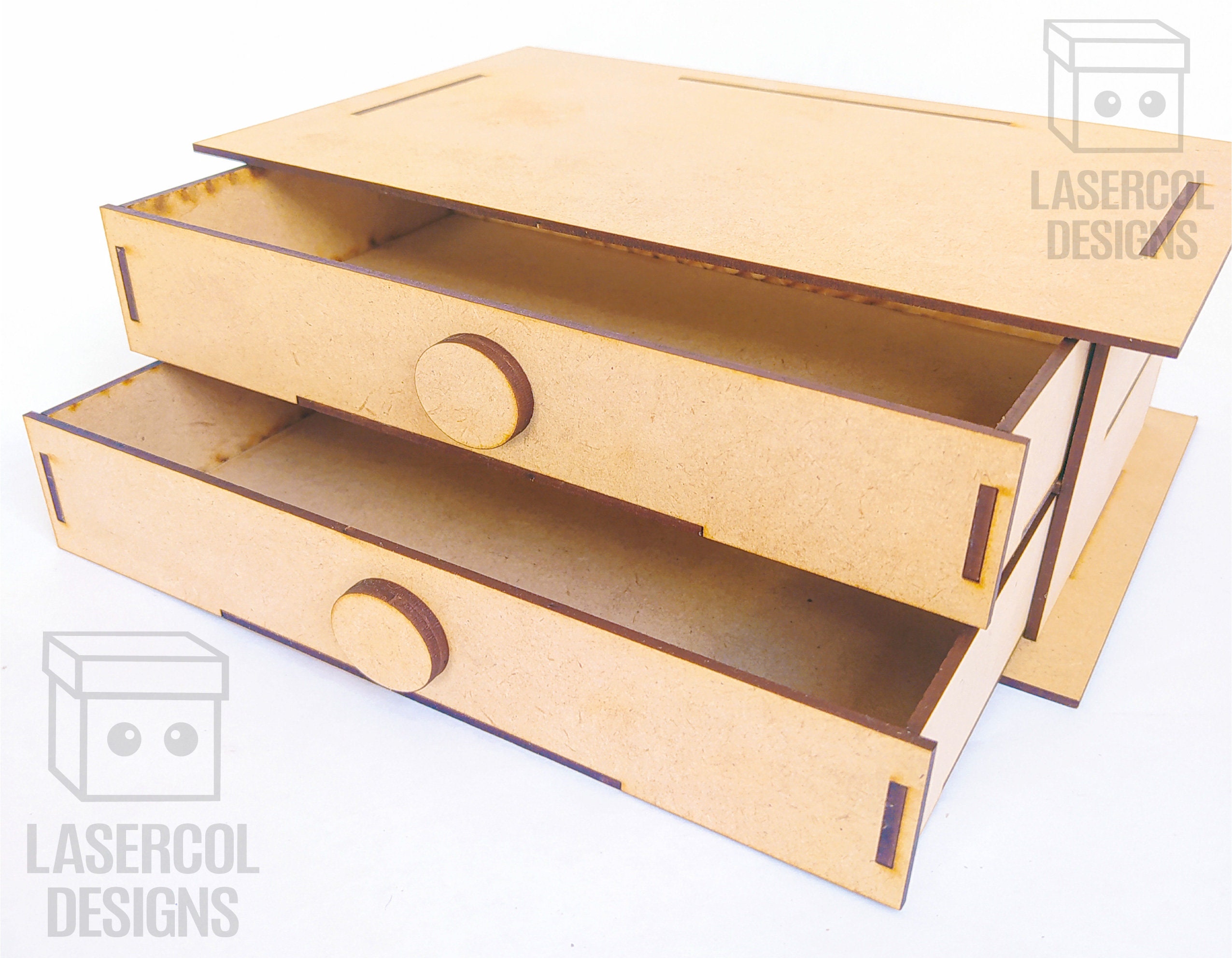 2 Drawers Desk Organizer Laser Cut Files Svgdxfpdfai - Etsy