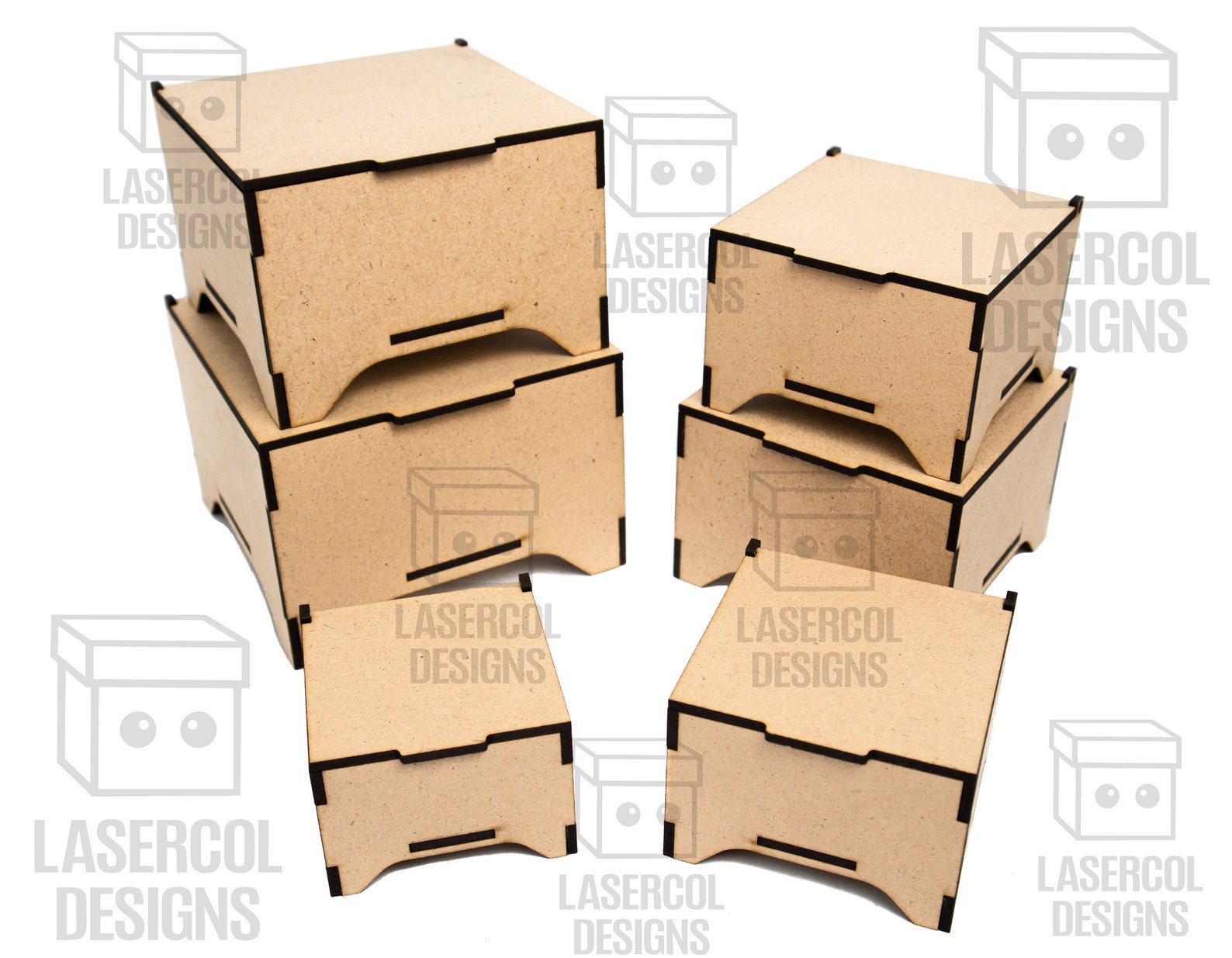 Boxes 6 Sizes Set 6 Laser Cut Files Svgdxfpdfai - Etsy