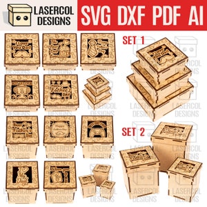 Father's Day Gift Boxes Bundle (10 Styles, Set 1-2) - Laser Cut Files ...