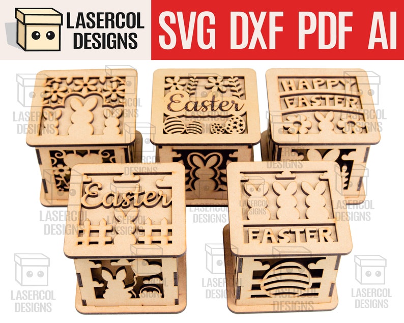 Easter Boxes Set 2 Sizes 5 Styles Laser Cut Files - Etsy