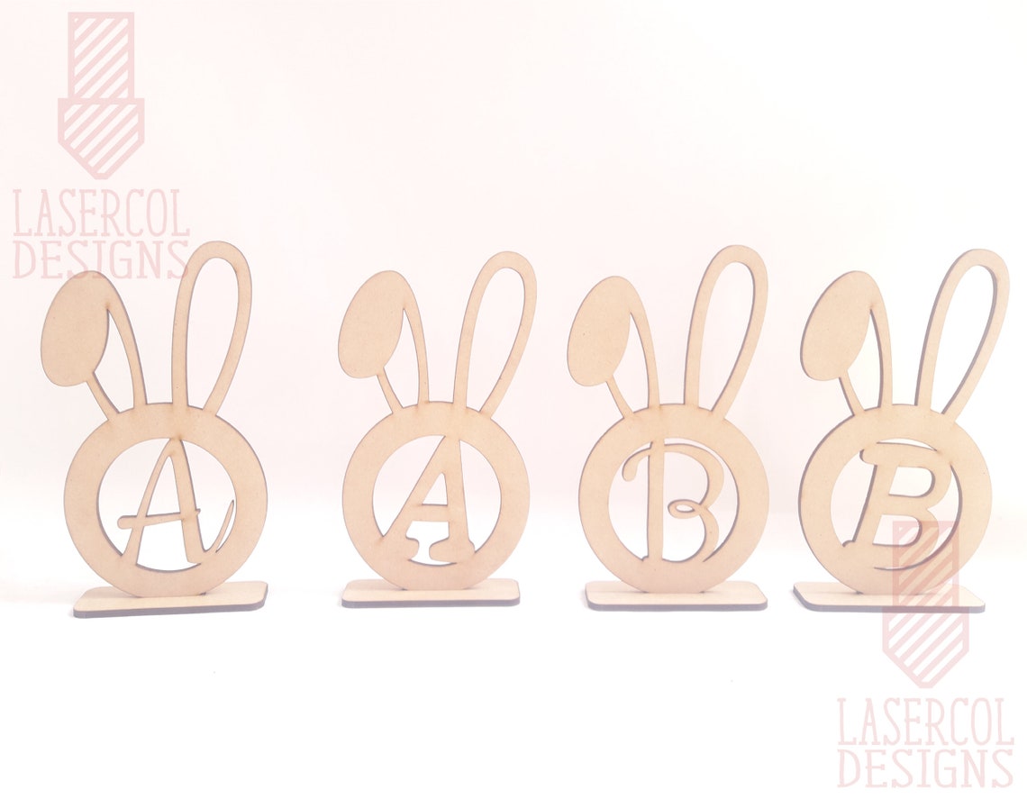 Easter Bunny Monogram With Stand Laser Cut Files - Etsy