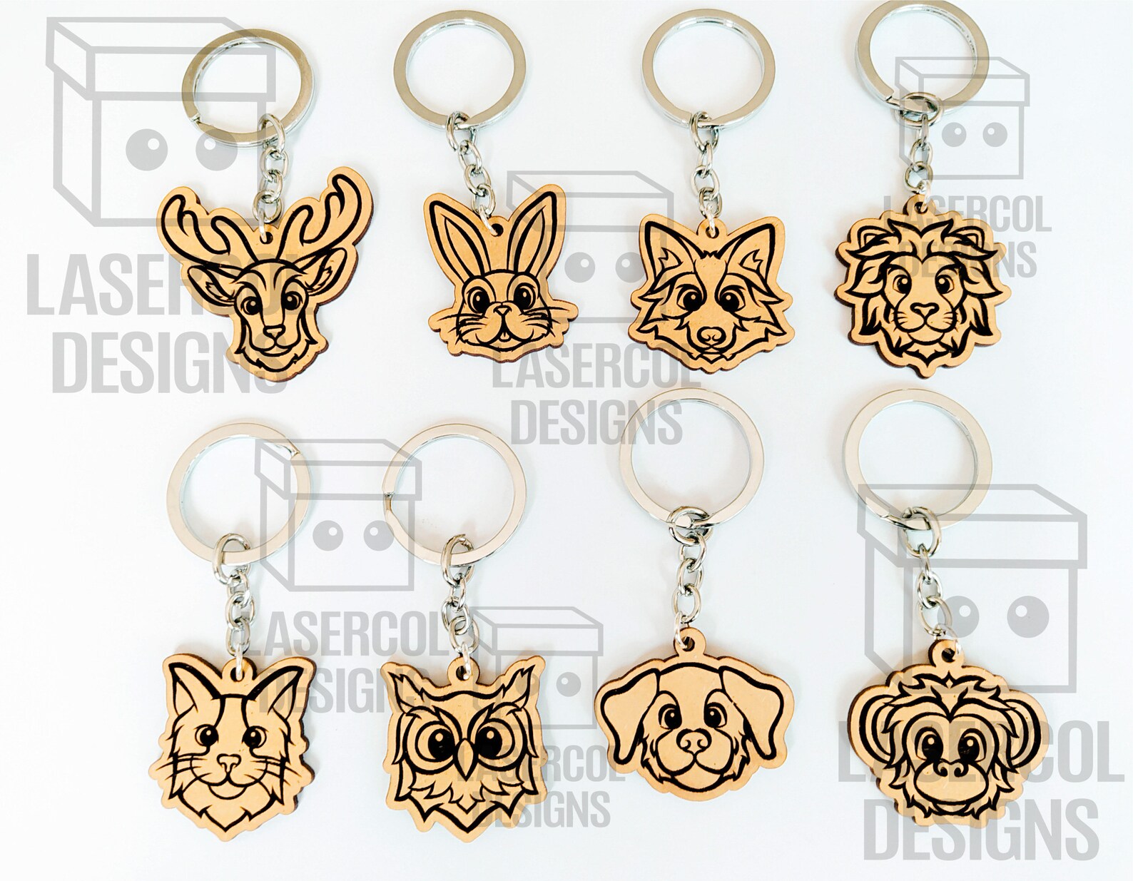 Cute Animal Keychains Laser Cut Files Svgdxfpdfai | Etsy