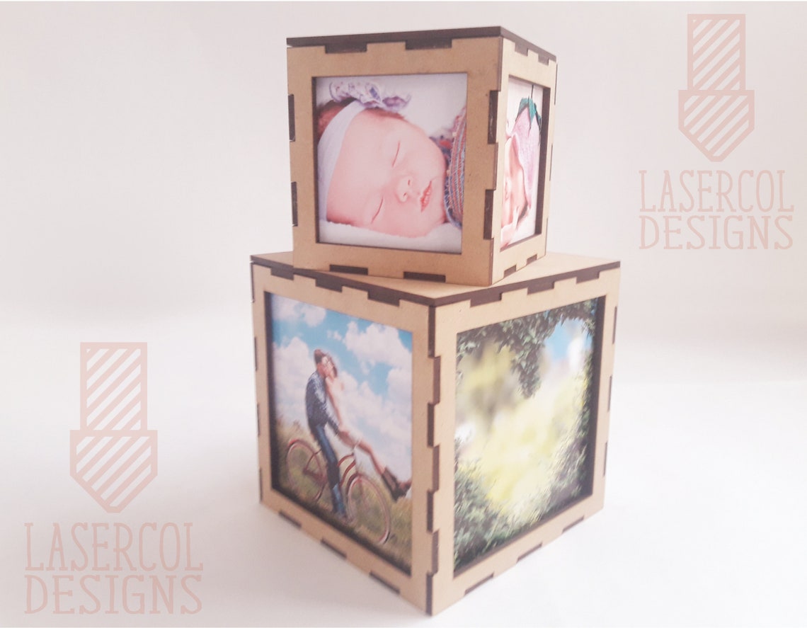 Photo Cube Keepsake Box two sizes Laser Cut Files | Etsy
