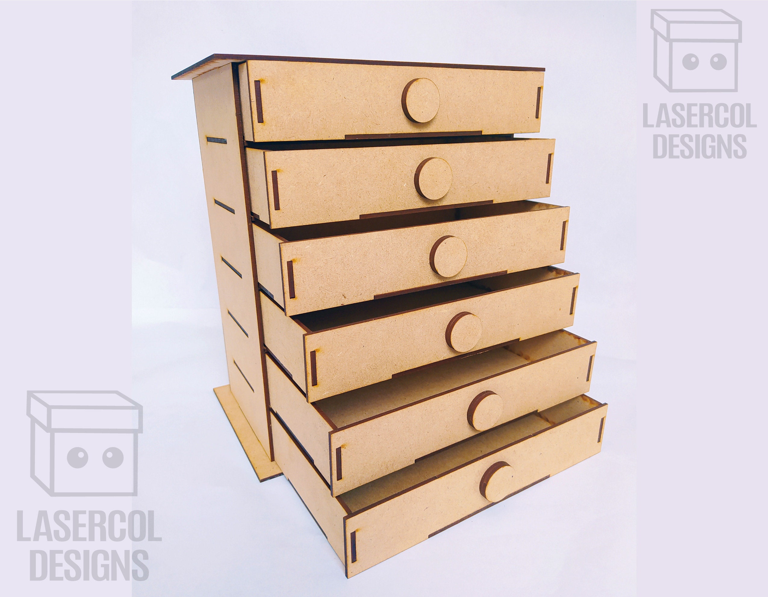 6 Drawers Desk Organizer Laser Cut Files Svgdxfpdfai - Etsy