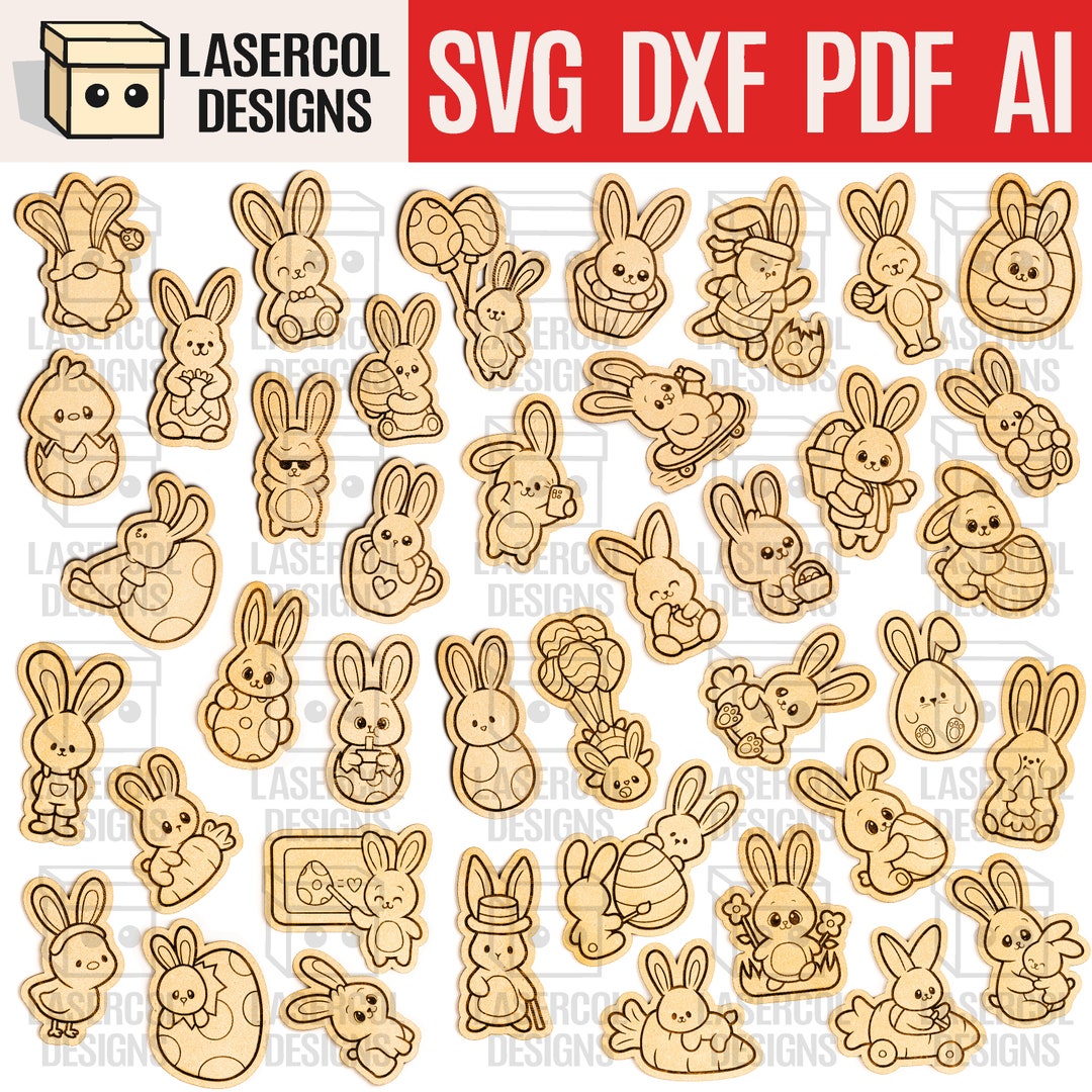 Easter Bunny Laser Cut Files Glowforge Svgdxfpdfai Instant Download Cut ...