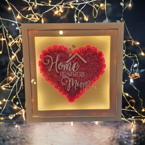 Mum Shadow Box Frame, Gift for Her, Mum is Where Home is With Lights - Etsy