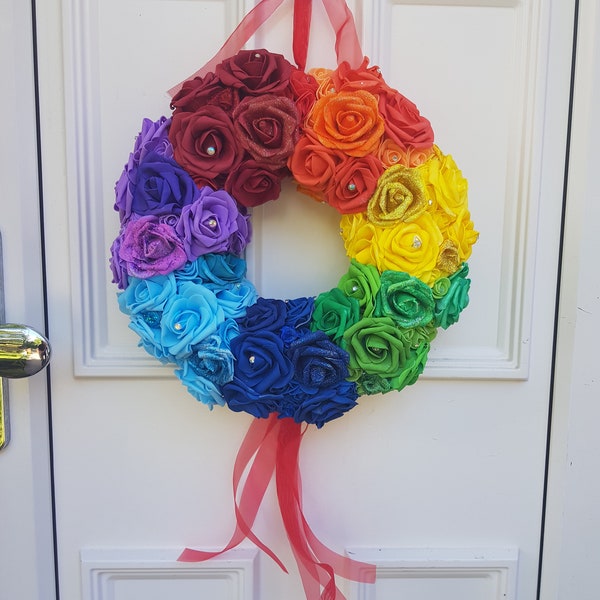 Rainbow Wreath - Etsy