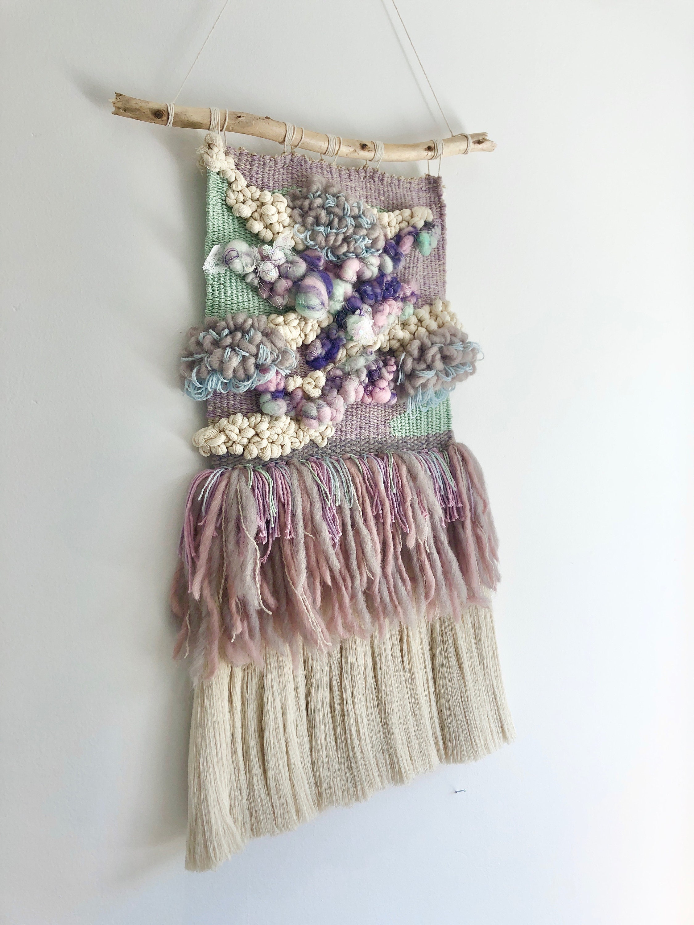 Handmade Wall Art, Lilac and Pastel Weaving - Etsy