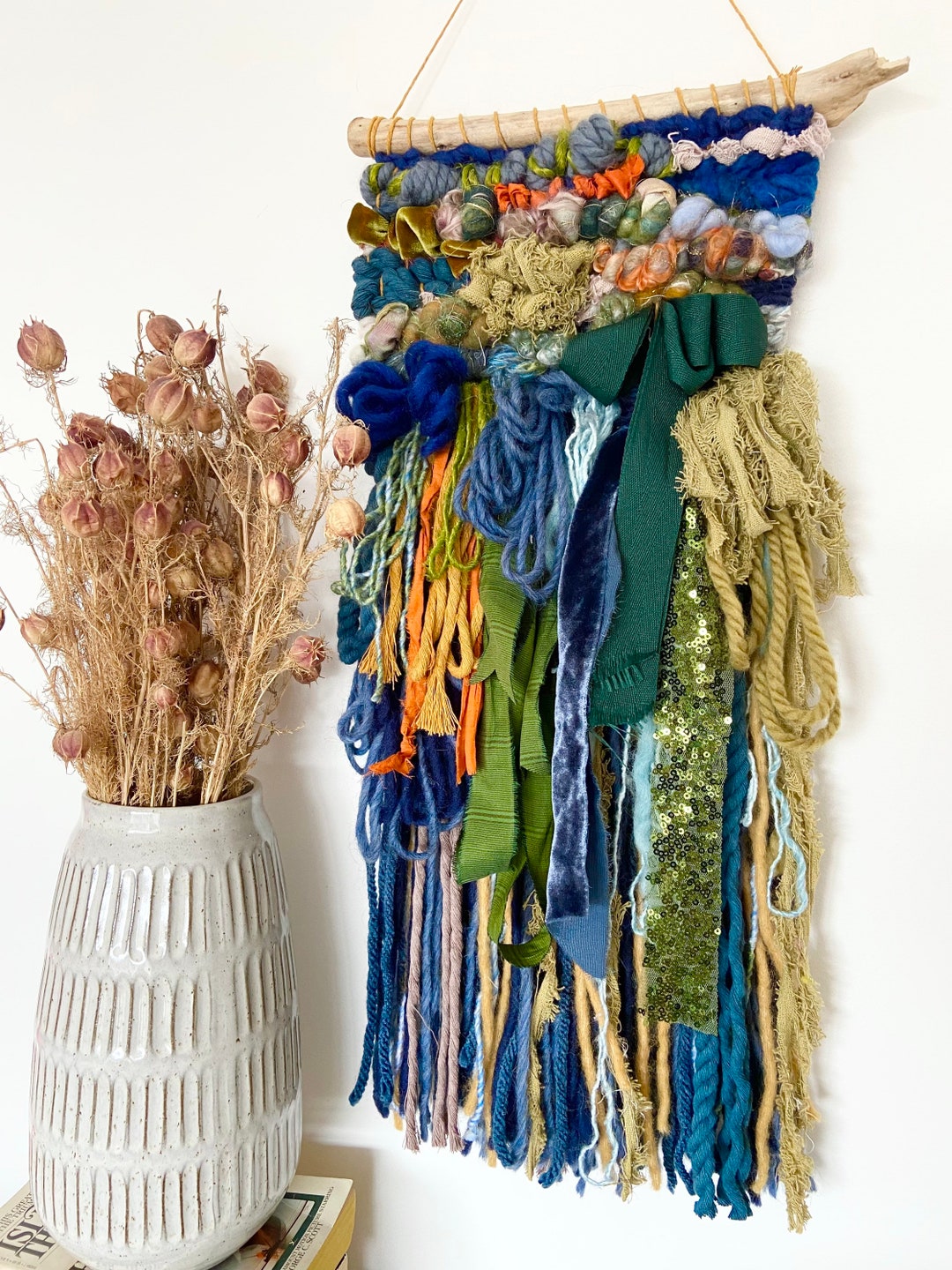 Handmade Weaving in Blue, Green, Teals - Etsy