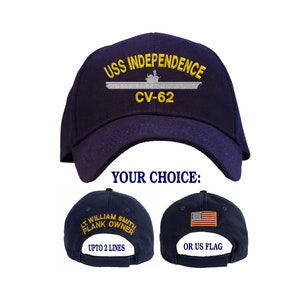 Personalized USS Independence CV-62 Embroidered Baseball Cap | Back of ...