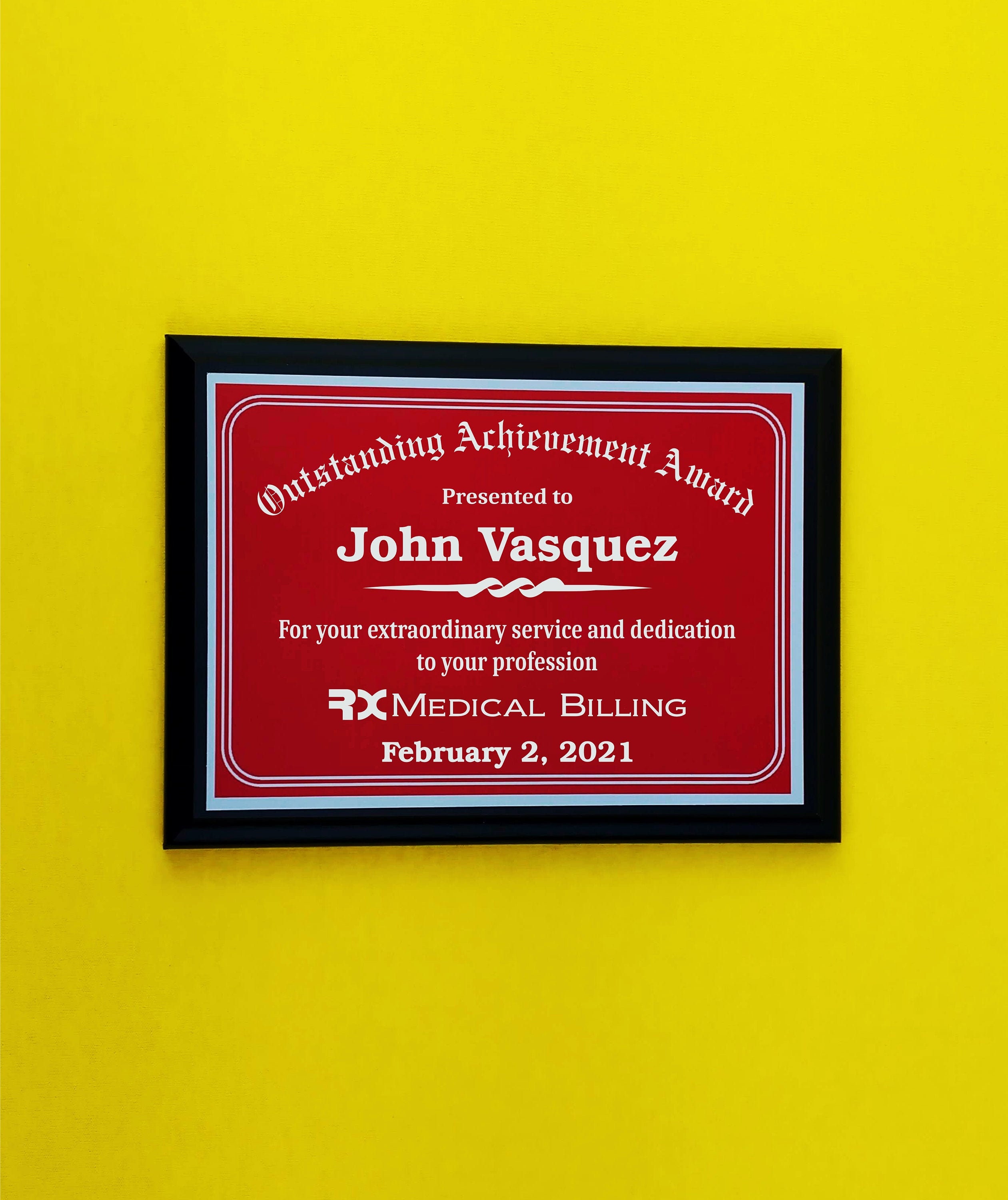 Employee Outstanding Achievement Award Employee Plaque | Etsy