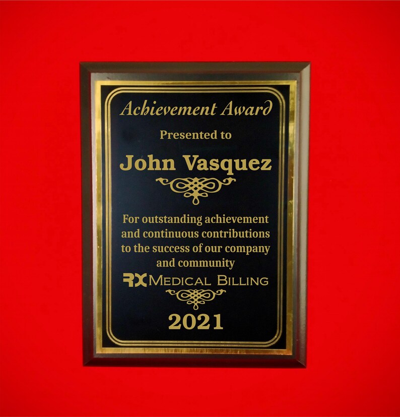 Employee Achievement Award Plaque Employee Plaque Employee | Etsy