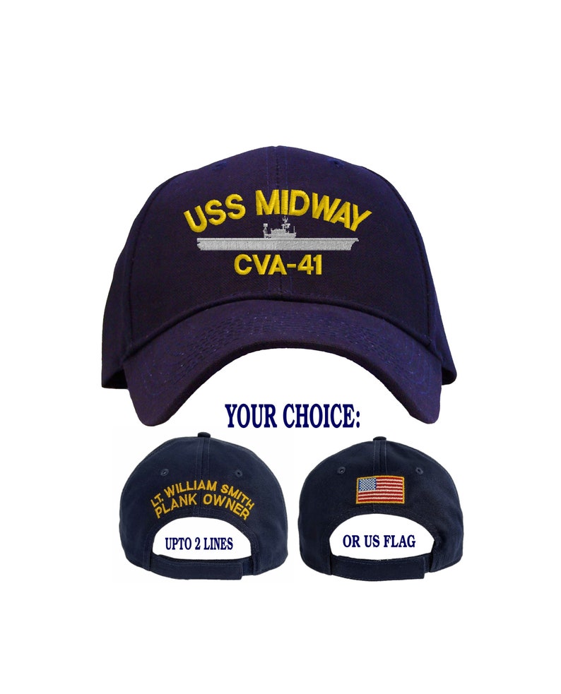 Personalized USS Midway CVA-41 Embroidered Baseball Cap | Back of Hat ...