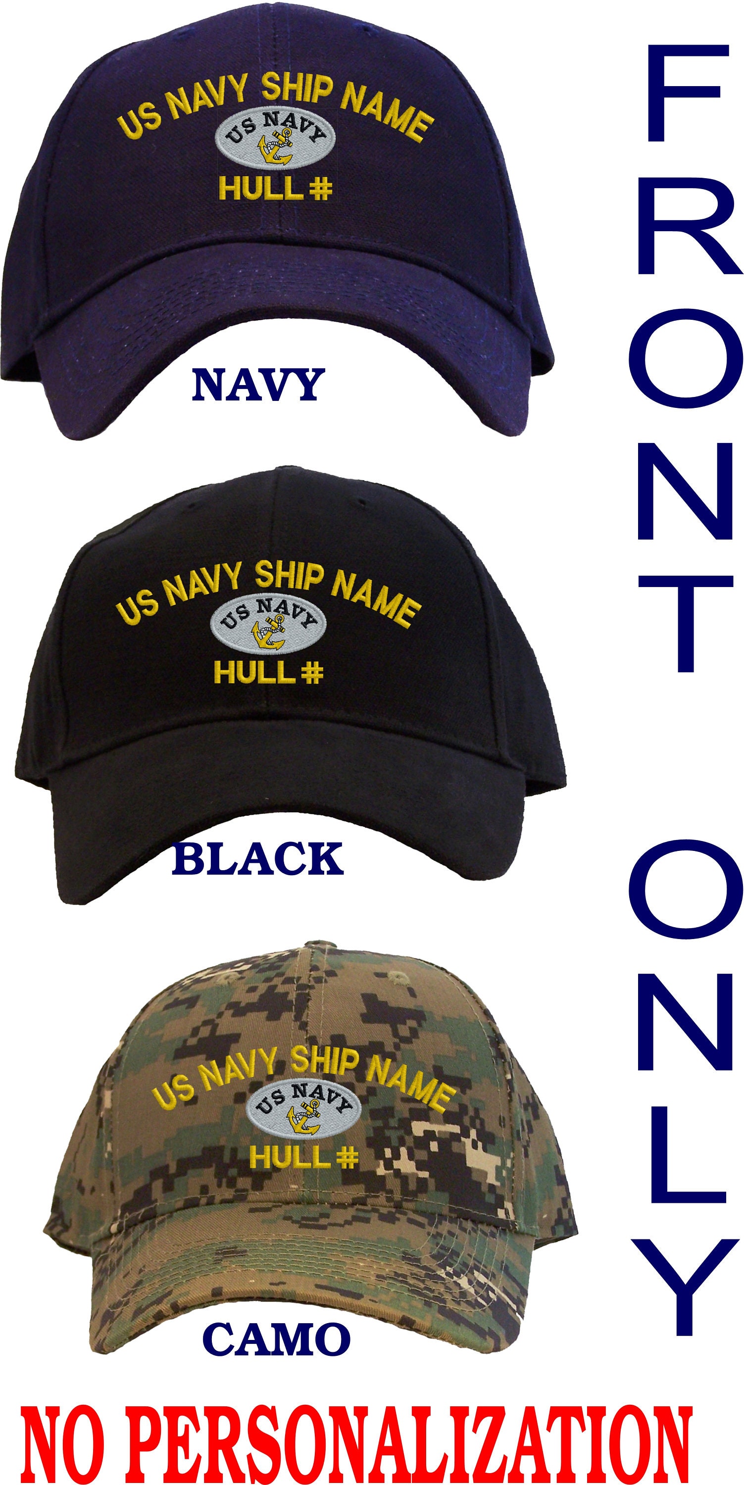Personalized Embroidered US Naval Ship Baseball Cap | Custom Name ...