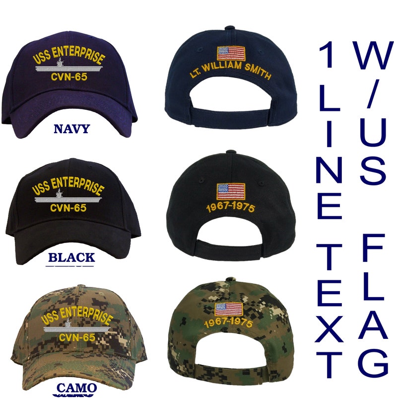 Personalized USS Enterprise CVN-65 Embroidered Baseball Cap | Back of ...