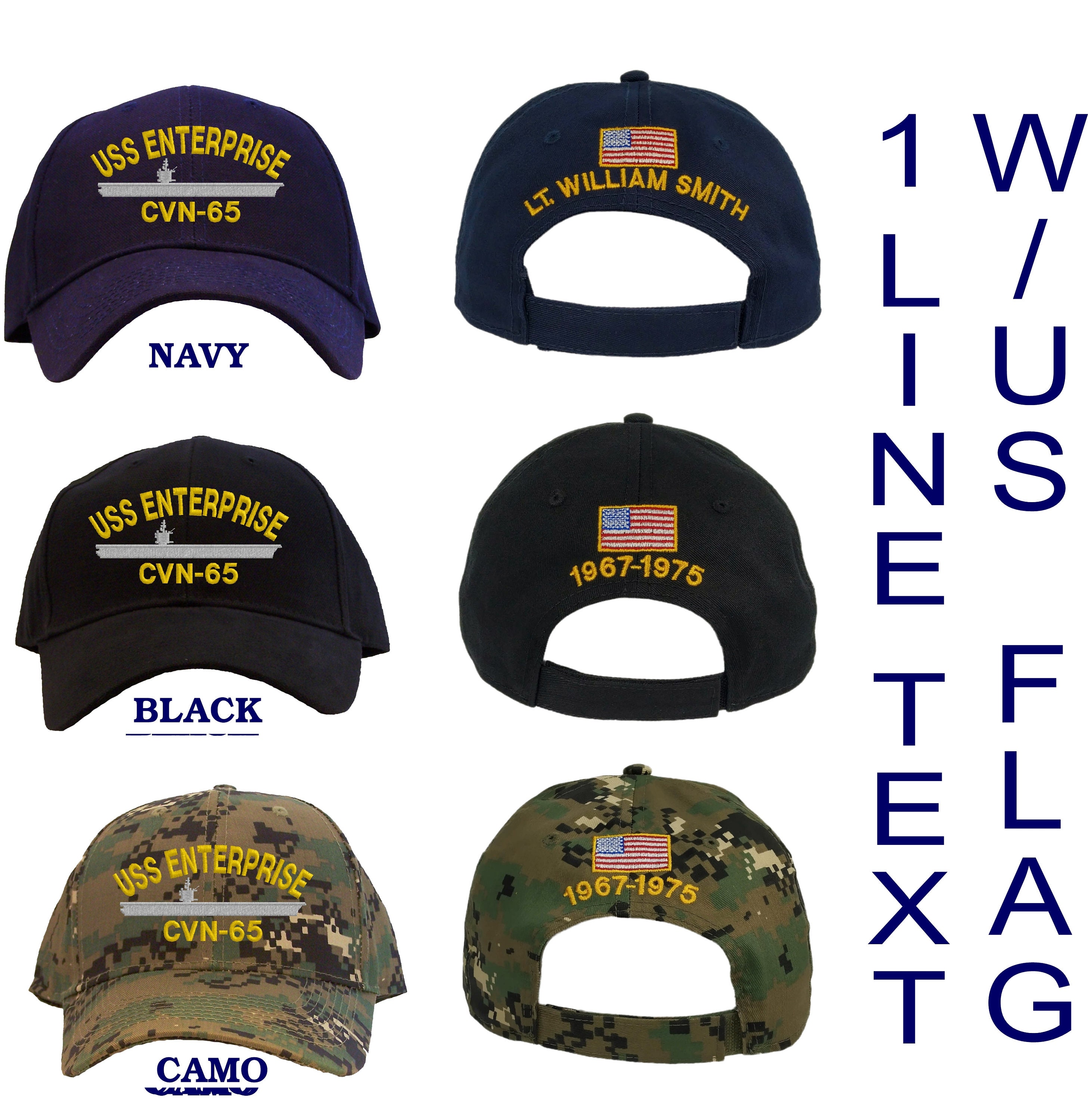 Personalized USS Enterprise CVN-65 Embroidered Baseball Cap | Back of ...