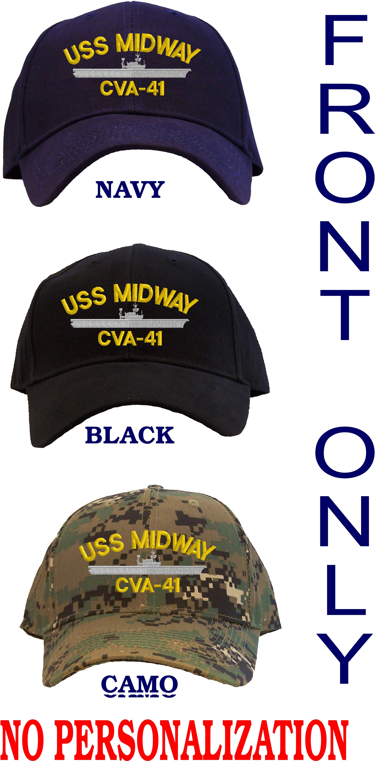 Personalized USS Midway CVA-41 Embroidered Baseball Cap | Back of Hat ...