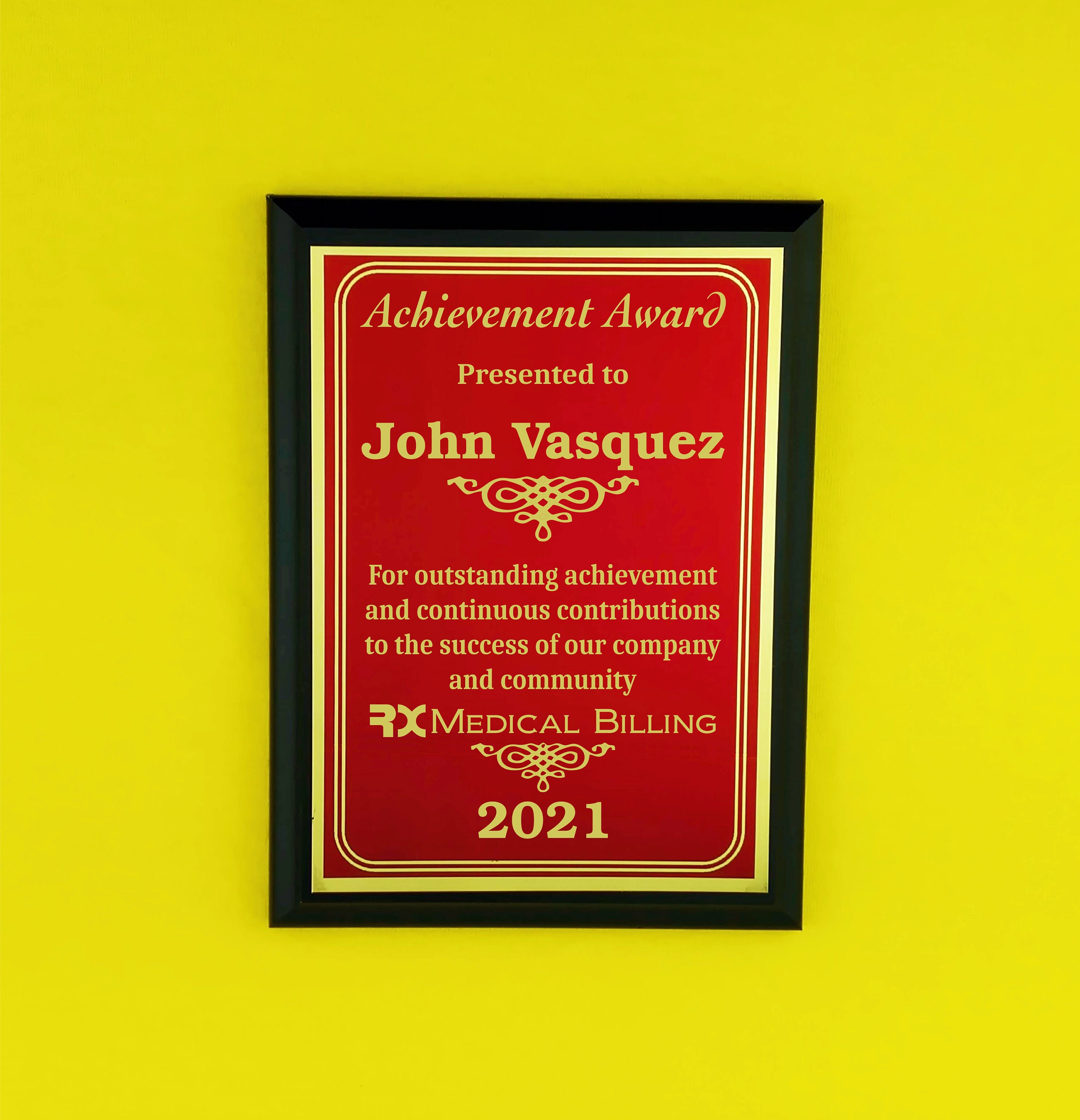 Employee Achievement Award Plaque, Employee Plaque, Employee Gifts ...