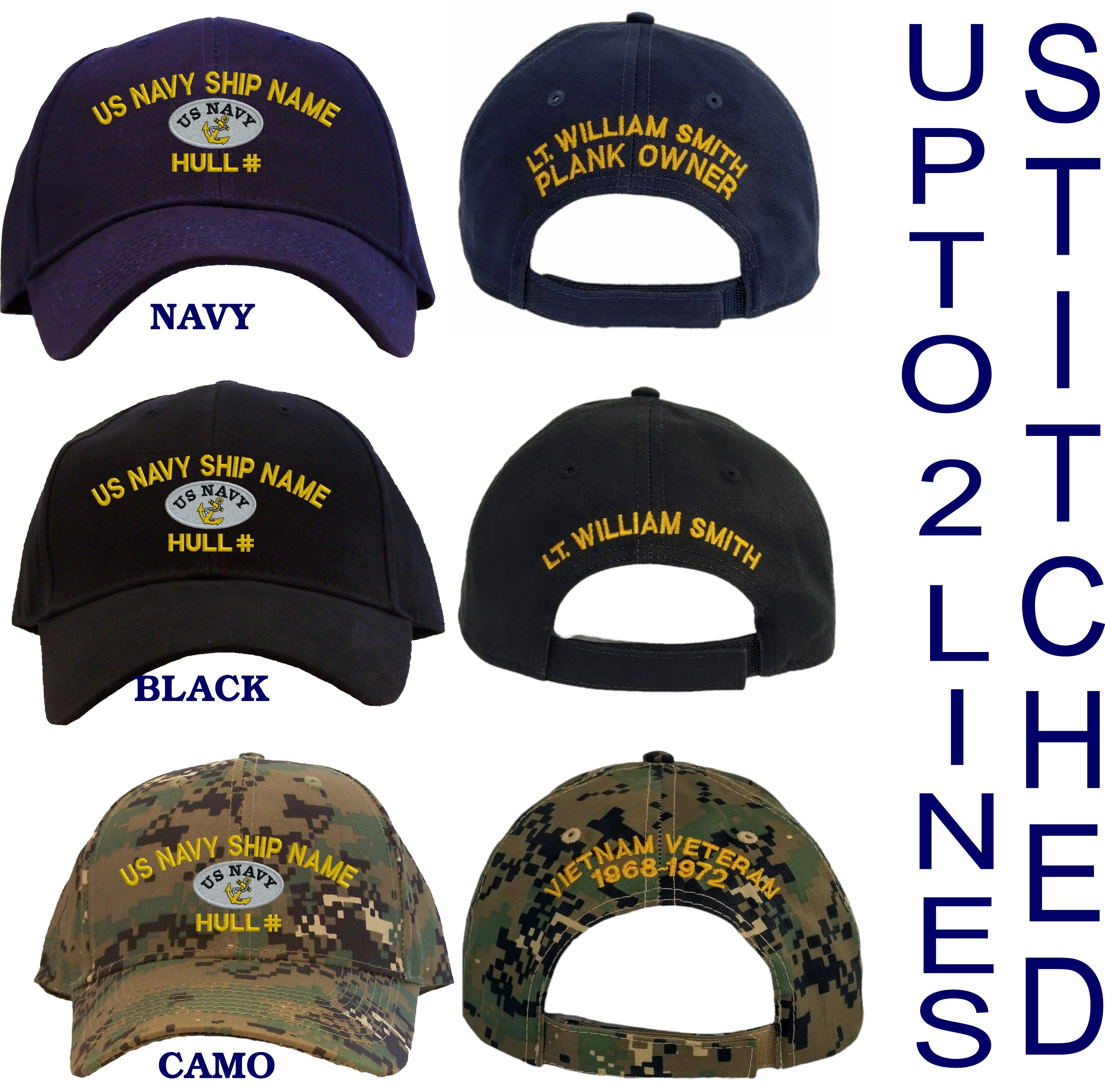 Personalized Embroidered US Naval Ship Baseball Cap | Custom Name ...