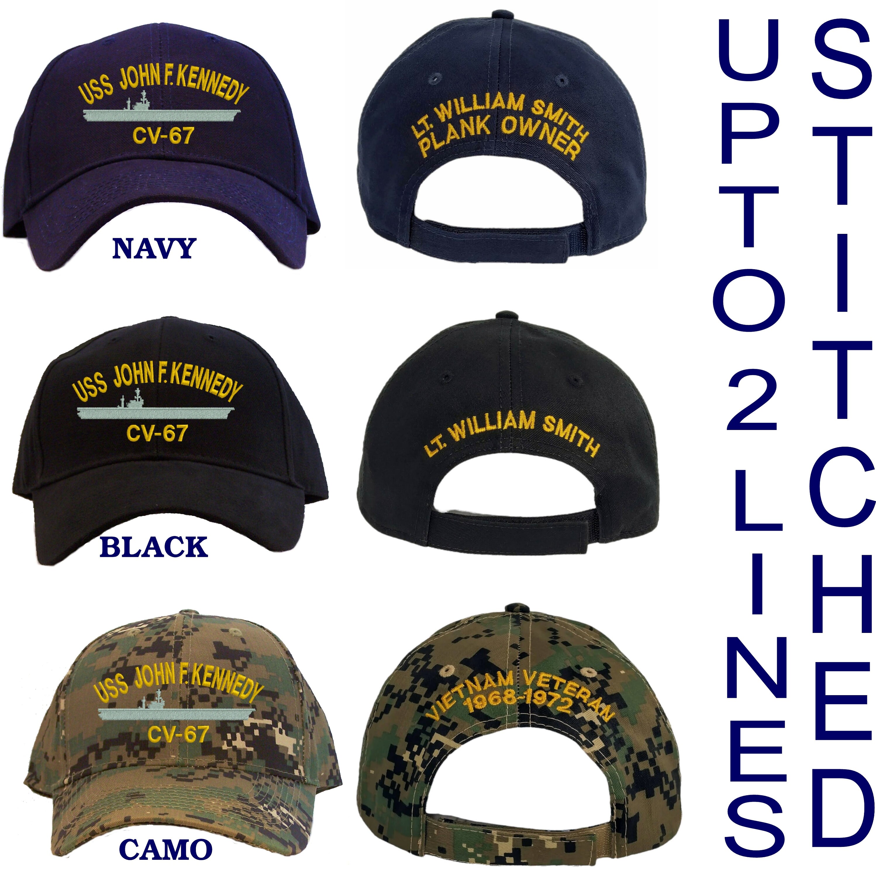 Personalized USS John F Kennedy CV-67 Embroidered Baseball Cap | Back ...