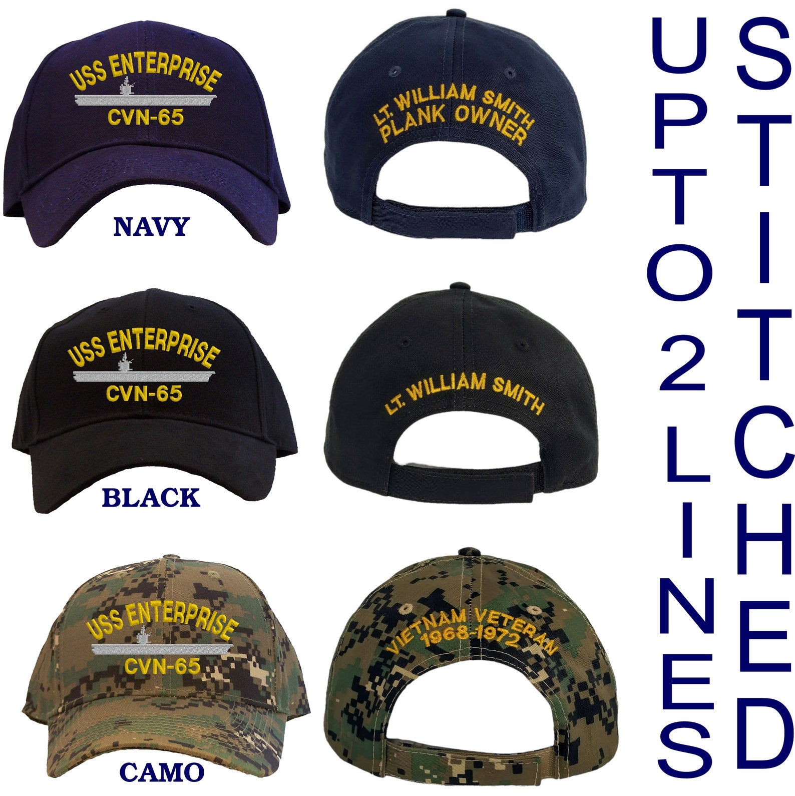 Personalized USS Enterprise CVN-65 Embroidered Baseball Cap | Back of ...
