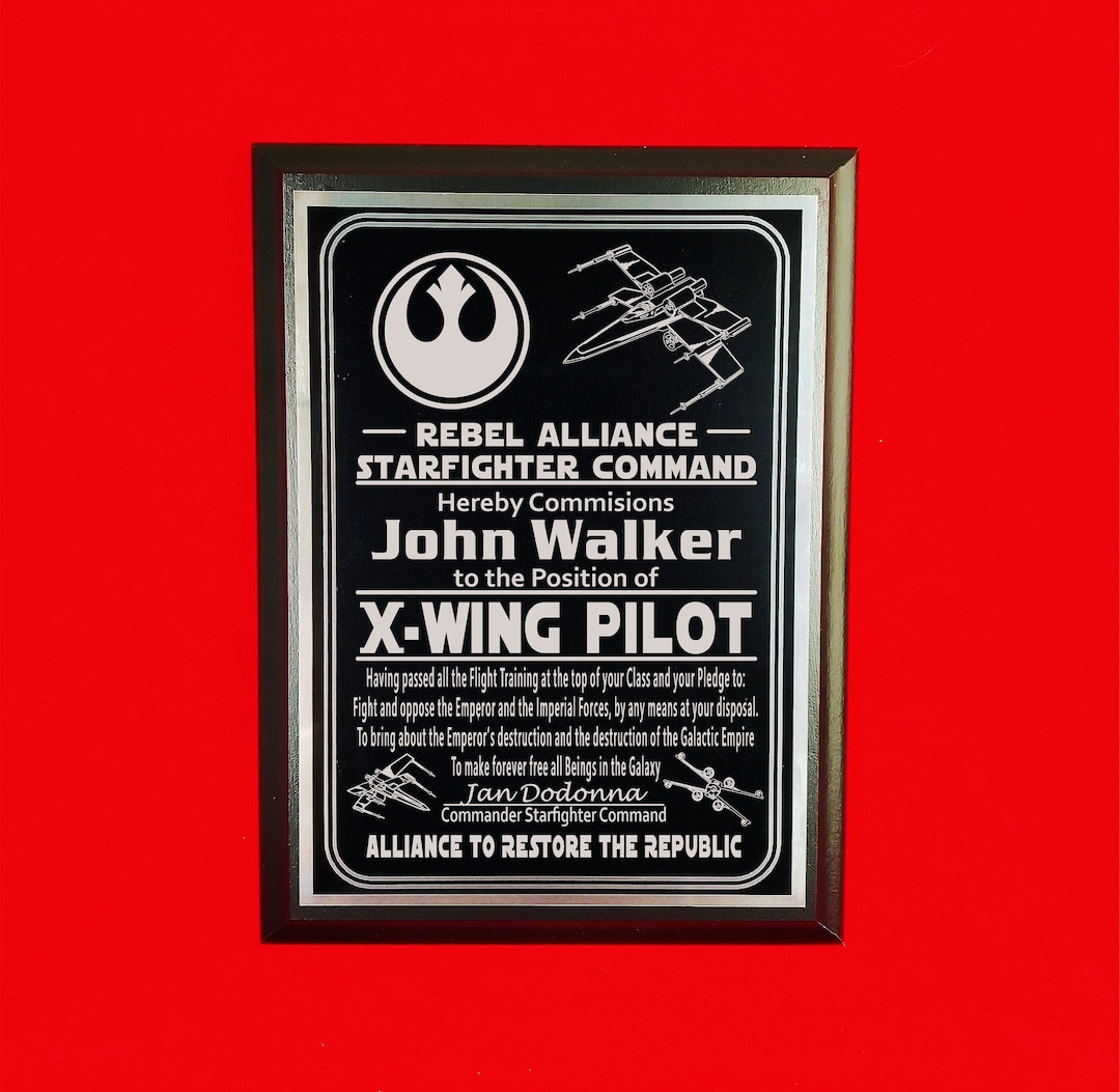 Personalized X-wing Pilot Wall Plaque Certificate, Wall Sign, Wall ...
