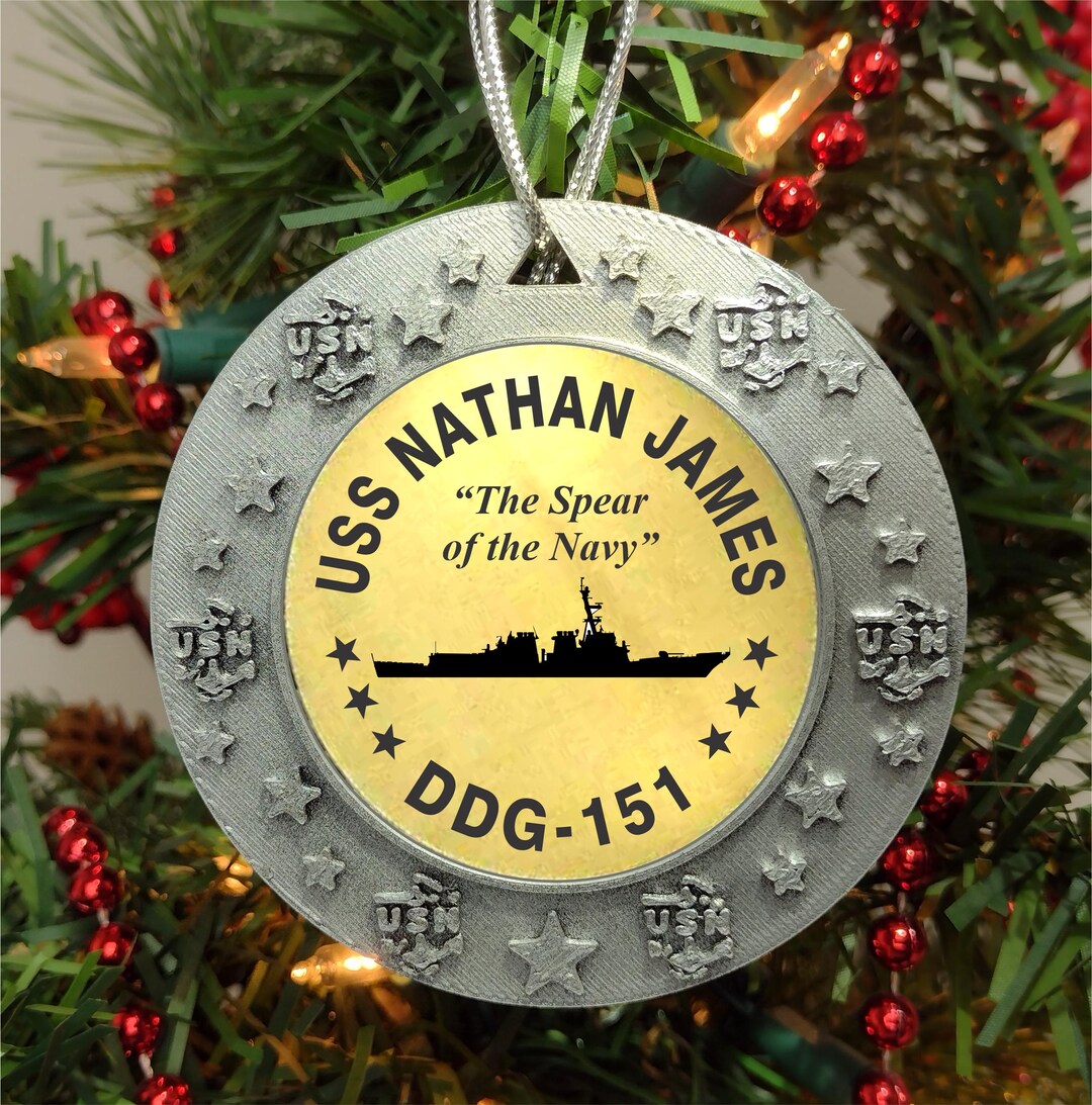 USS Nathan James DDG-151 Christmas Ornament -antique Silver 3D Design ...