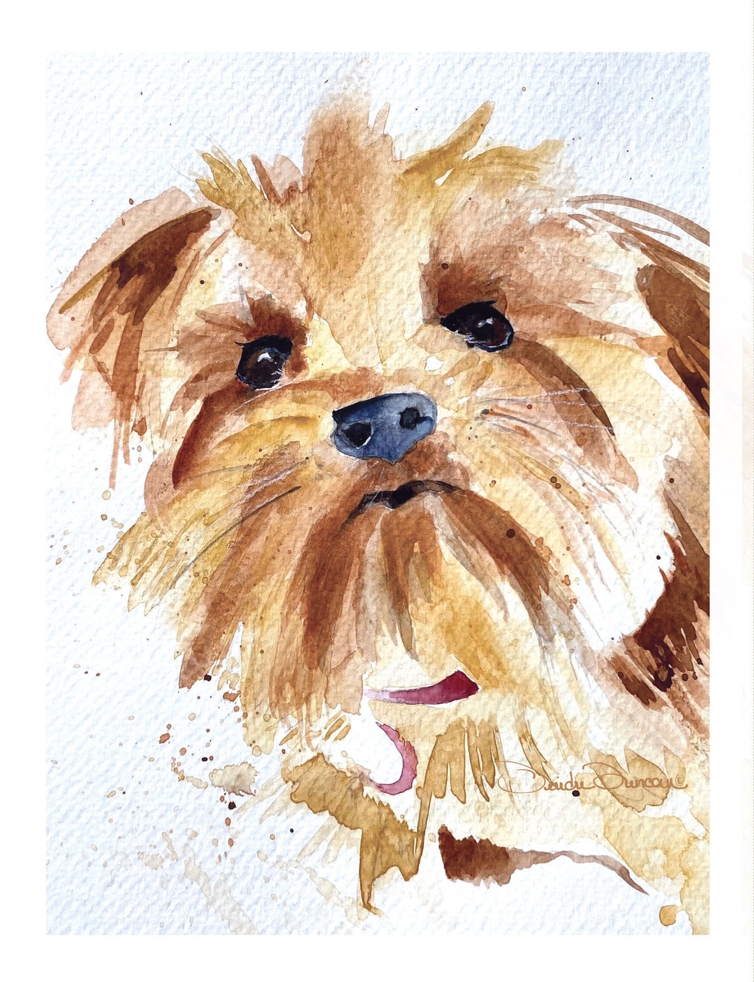 Yorkie Dog Original Watercolor Note Cards, 4.25x5.5 Size, Blank Inside ...