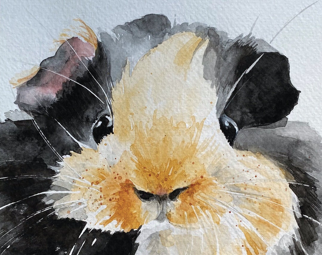 Guinea Pig Original Watercolor Note Card Guinea Pig Stationary Card ...