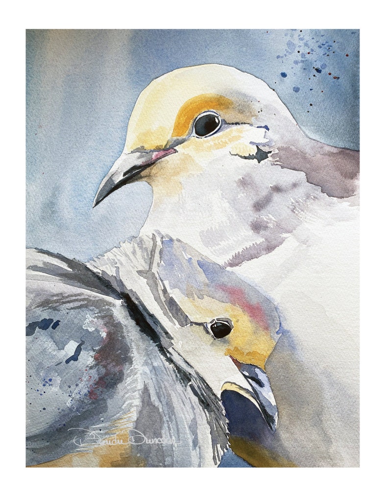 Mourning Doves Original Watercolor Card, 4.25x5.5 Blank Inside Card, TY ...