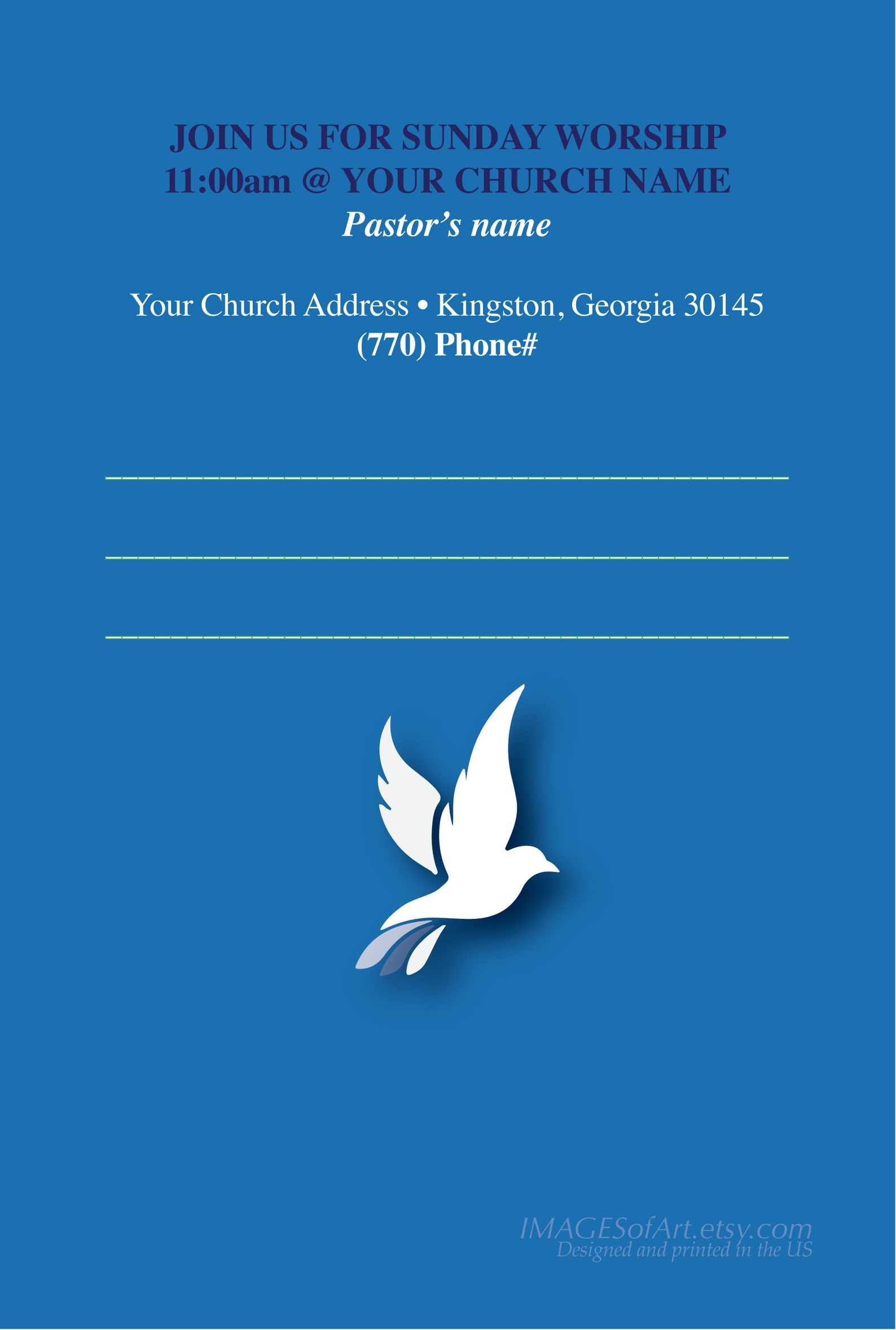 Church Welcome-postcards With Full Service PERSONALIZATION, 4"x6" Size ...