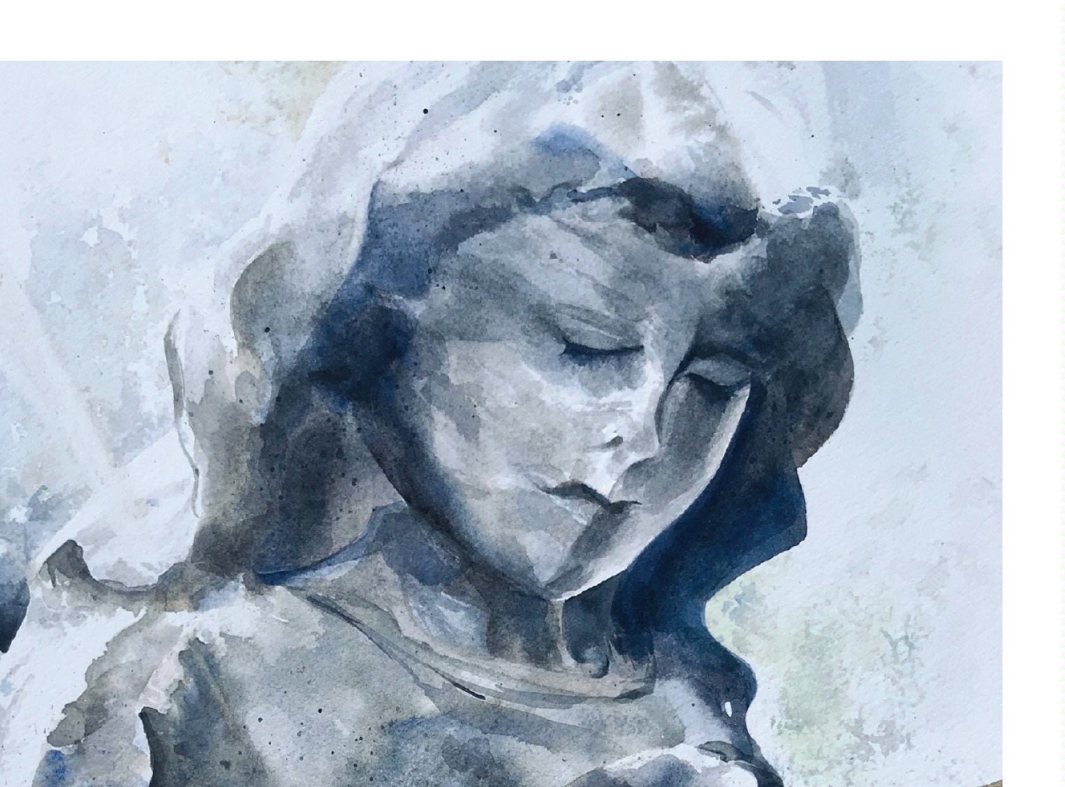 Stone Angel Note Card of Original Watercolor Painting, 4.25x5.5 Size ...